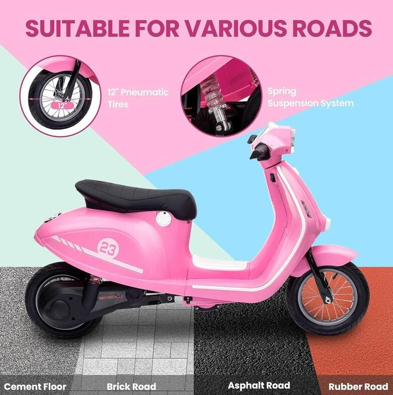 Kids Rideon 24V Vespa Bike XXL Electric Scooty 350W Age 5-10 – E ...